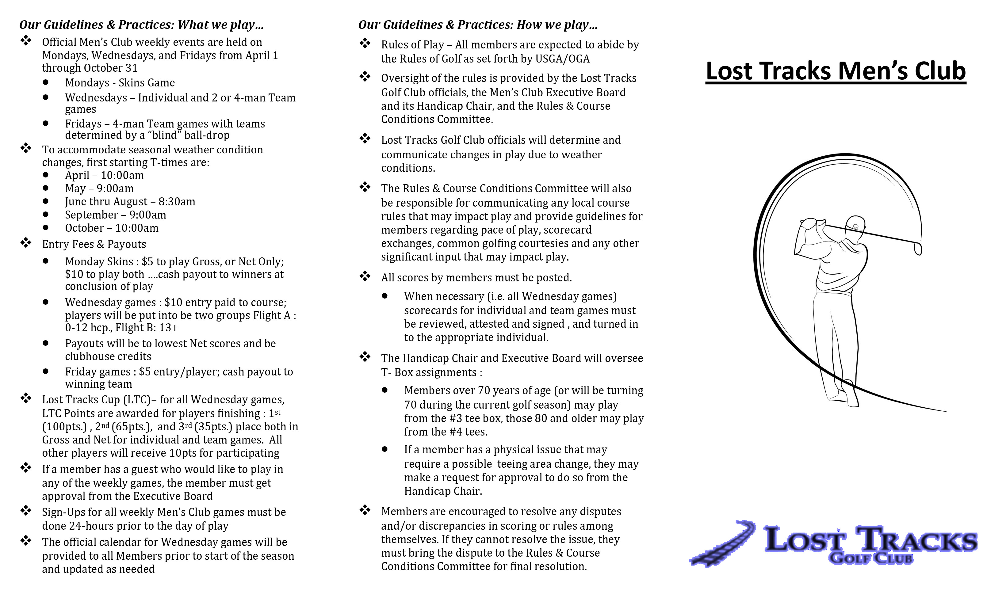 Handbook - Lost Tracks Golf Club